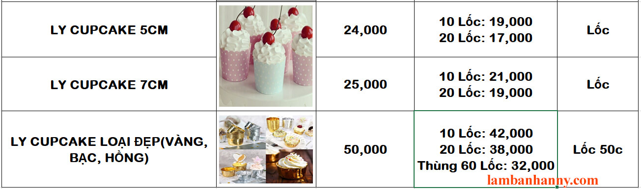 Cốc cupcake loại đẹp màu Vàng-Bạc-Hồng dây 50 chiếc - lambanhanny.com